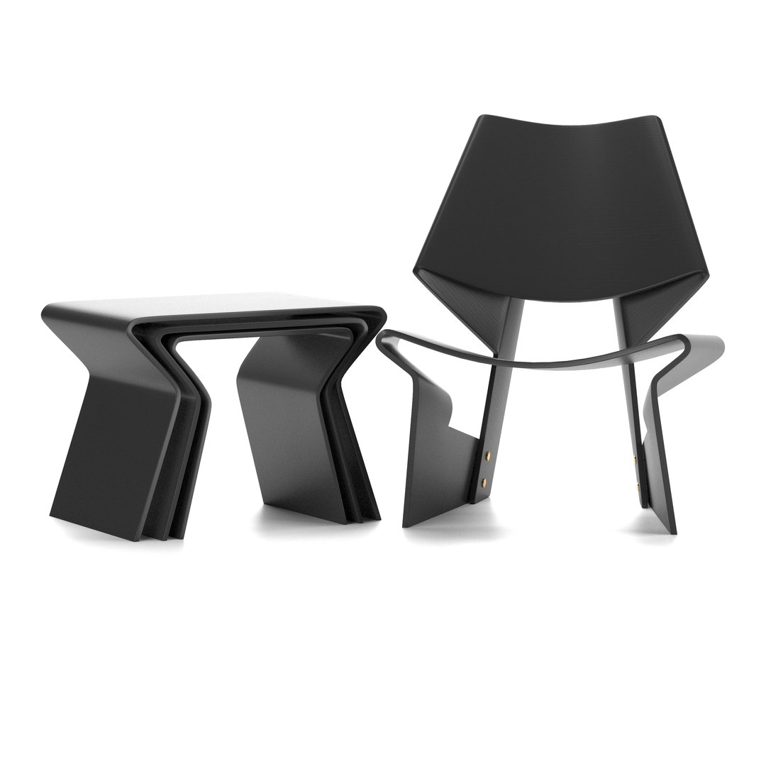 Chair And Coffe Tables Gj Bow, Grete Jalk Model - TurboSquid 1715449