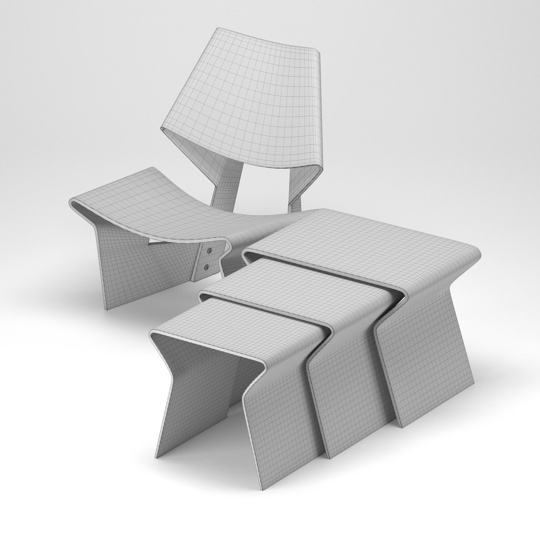 Chair And Coffe Tables Gj Bow, Grete Jalk Model - TurboSquid 1715449