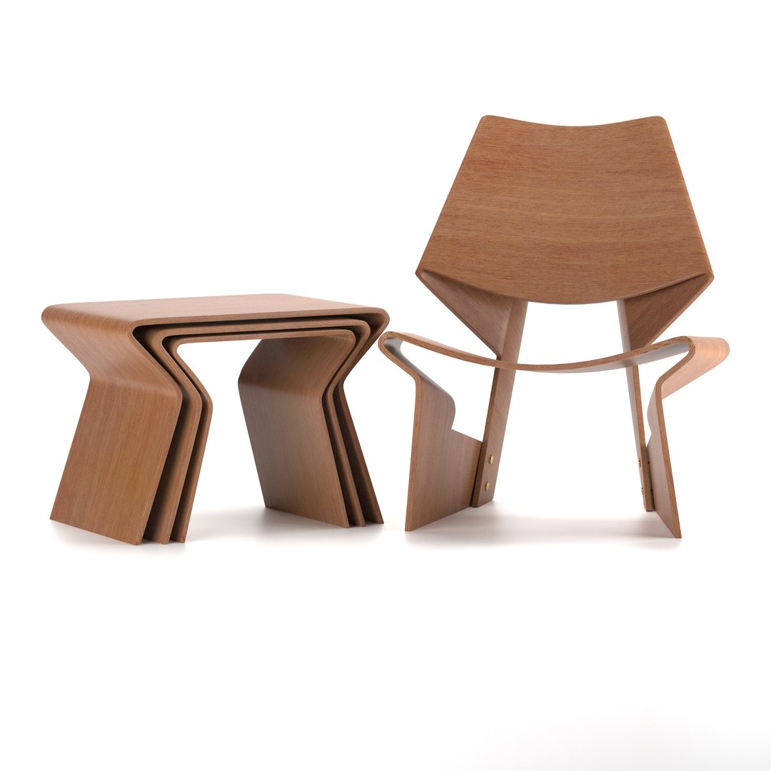 Chair And Coffe Tables Gj Bow, Grete Jalk Model - TurboSquid 1715449
