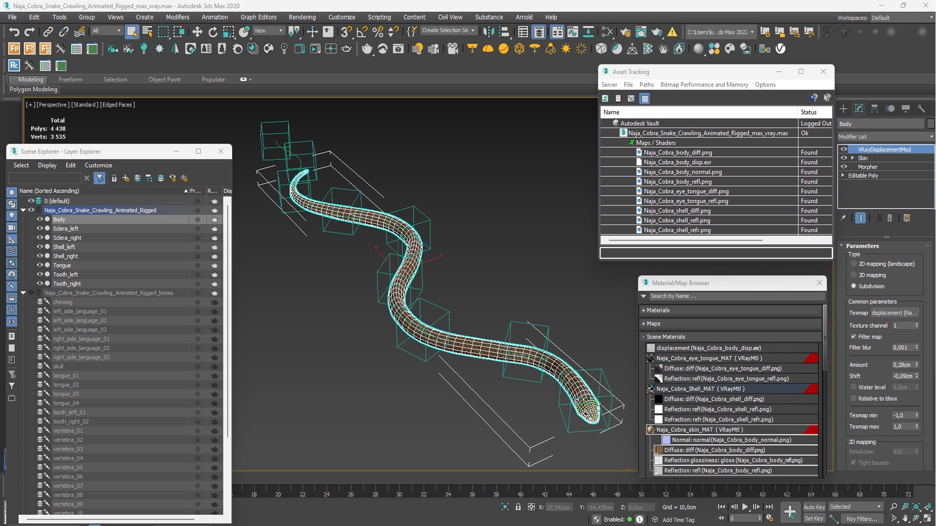 3D Naja Cobra Snake Crawling Animated Rigged - TurboSquid 2413883