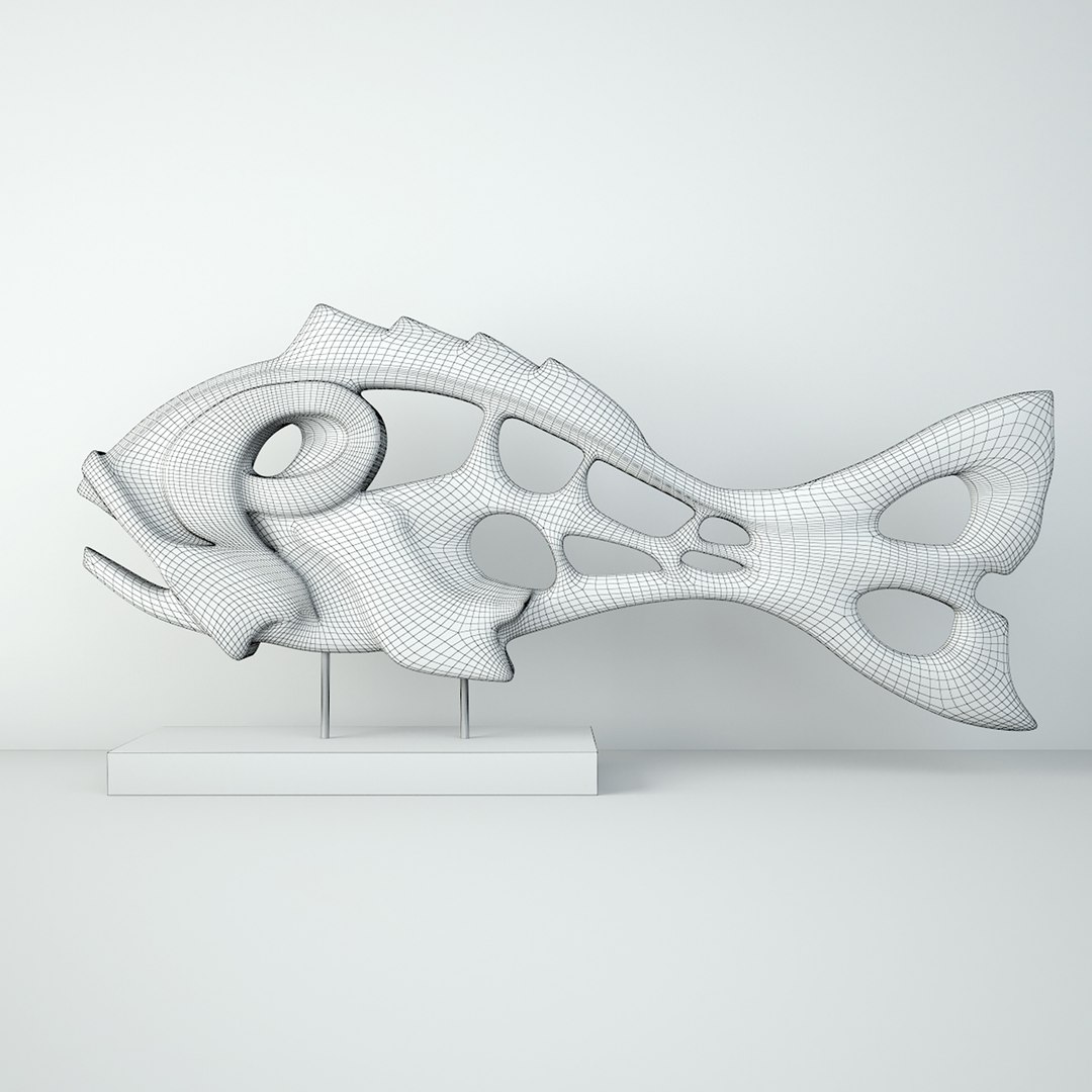 3D Mid Century Fish Sculpture in Carved Wood - TurboSquid 2129738