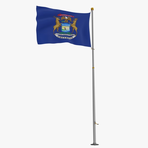 modelo 3d Bandera de asta de Michigan - TurboSquid 2280104