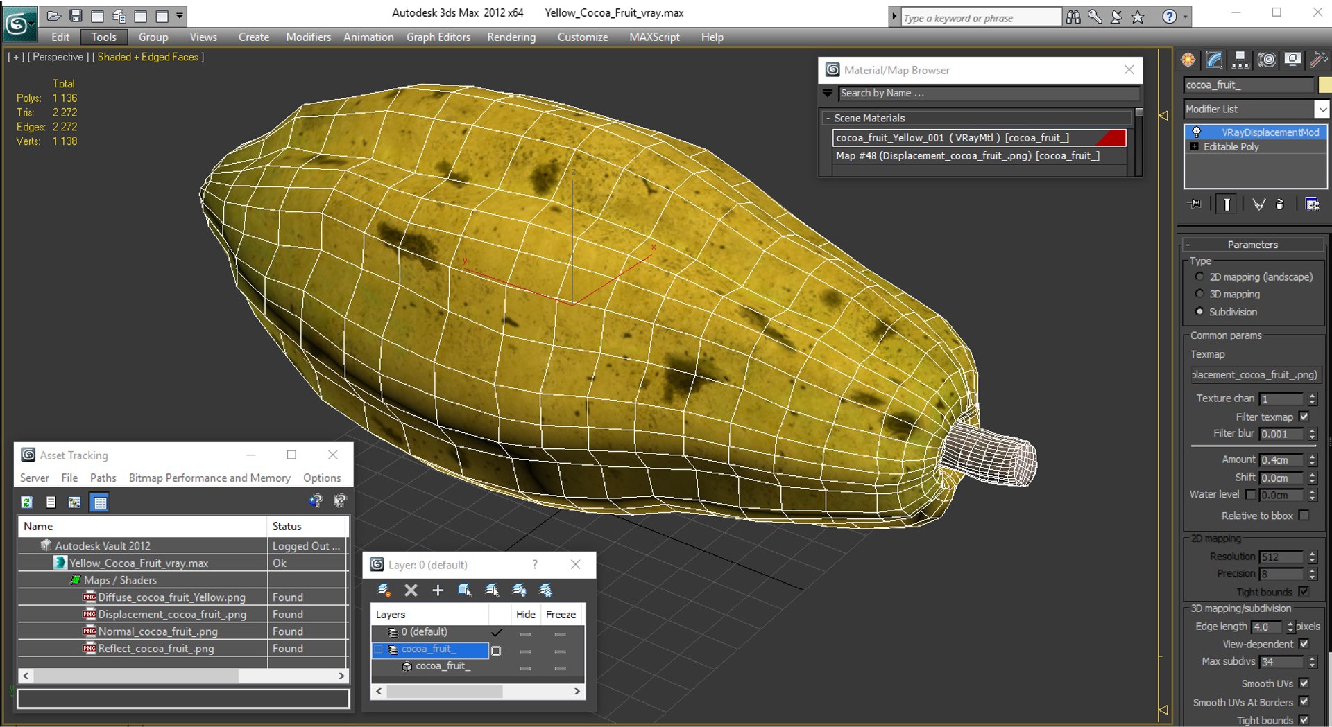 Yellow Cocoa Fruit 3D Model - TurboSquid 1373425