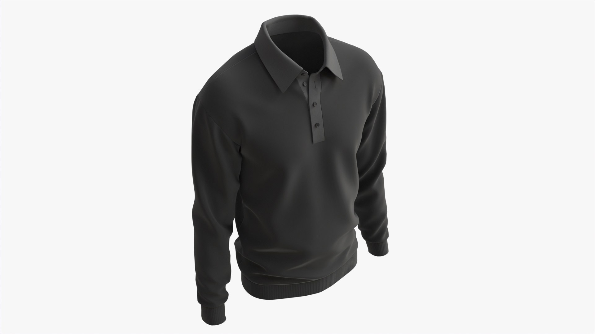 Long Sleeve Polo Shirt for Men Mockup 03 Black 3D model - TurboSquid ...