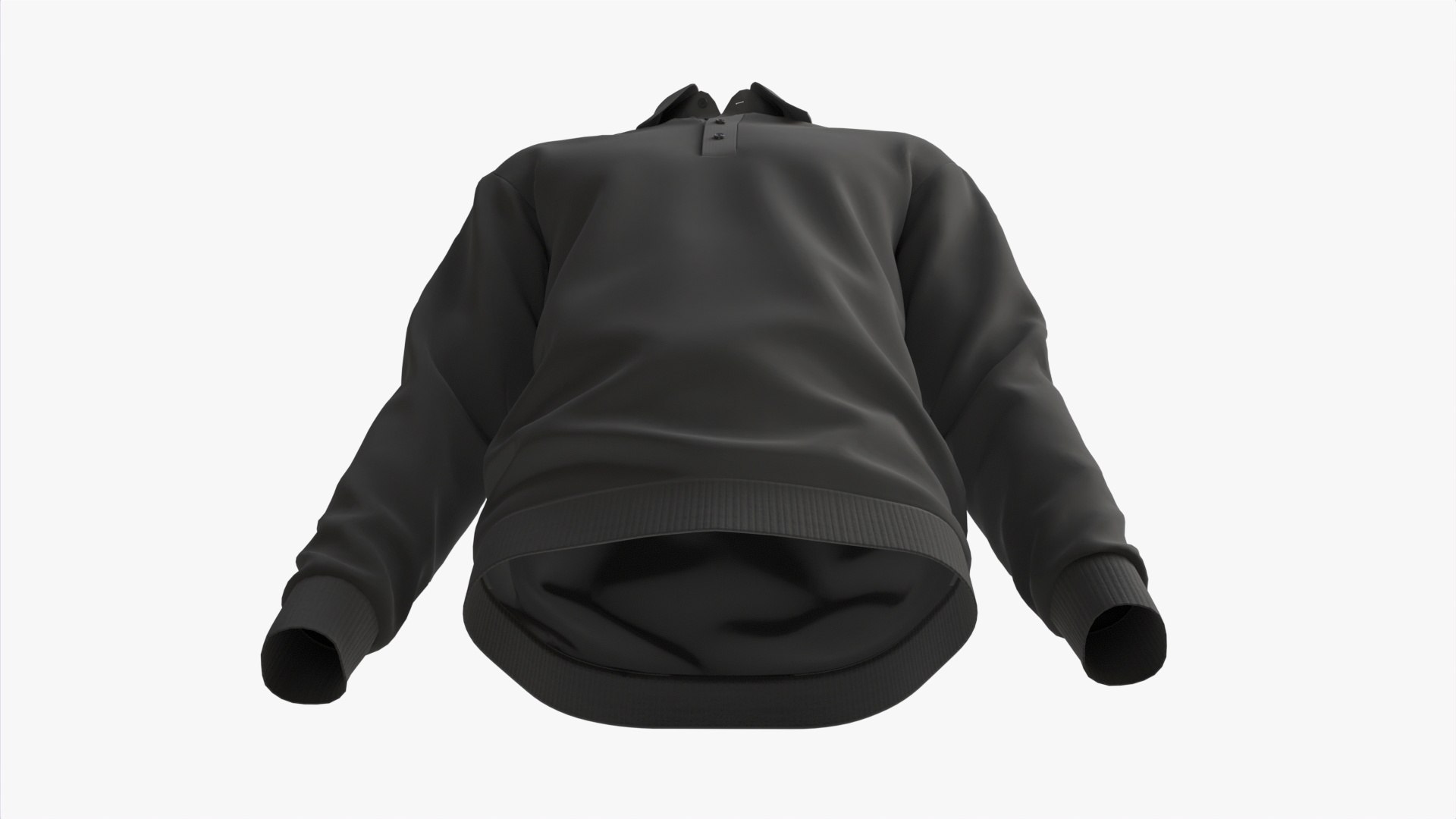 Long Sleeve Polo Shirt for Men Mockup 03 Black 3D model - TurboSquid ...