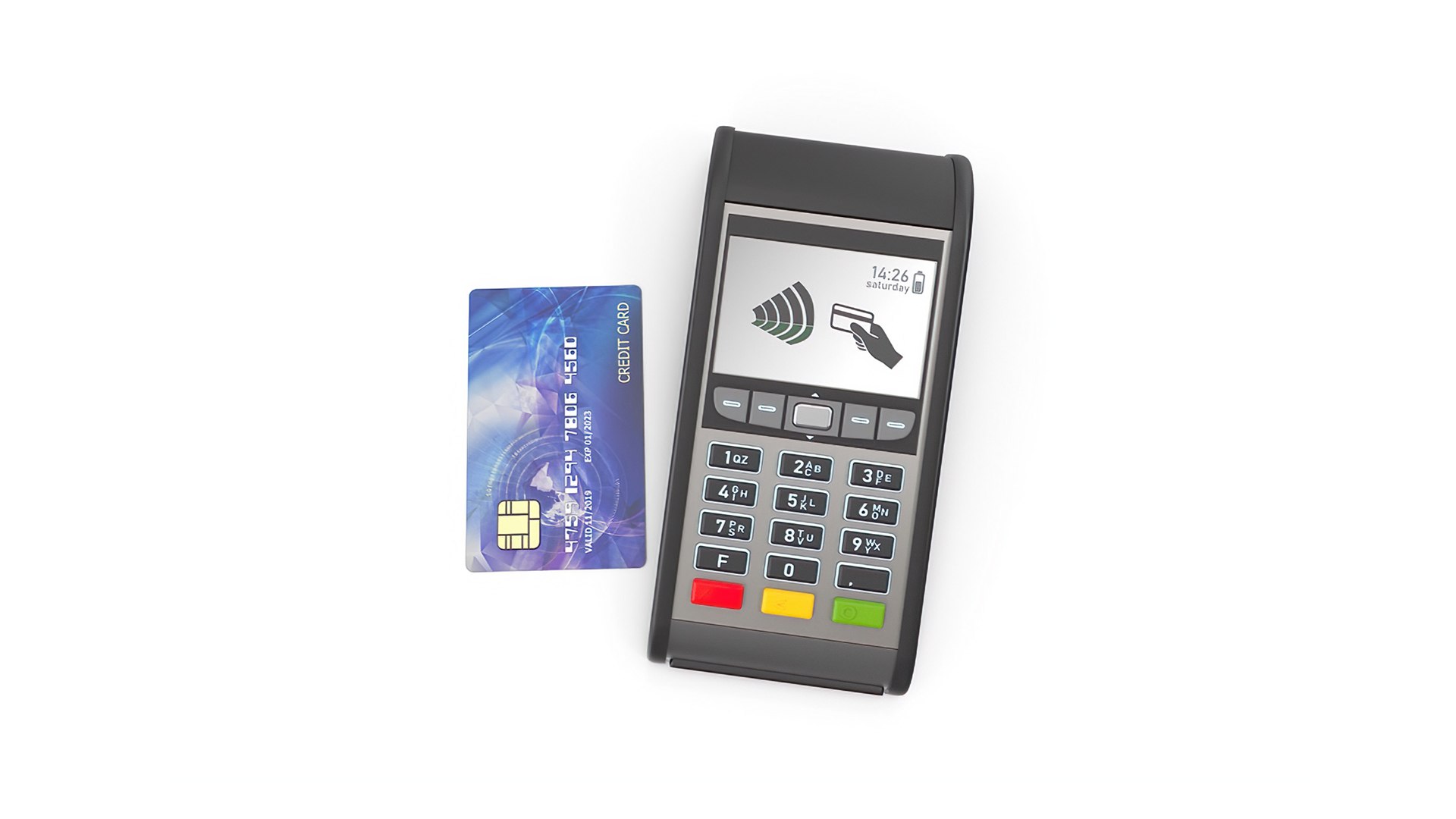 POS Machine And Credit Card 3D Model - TurboSquid 2030089