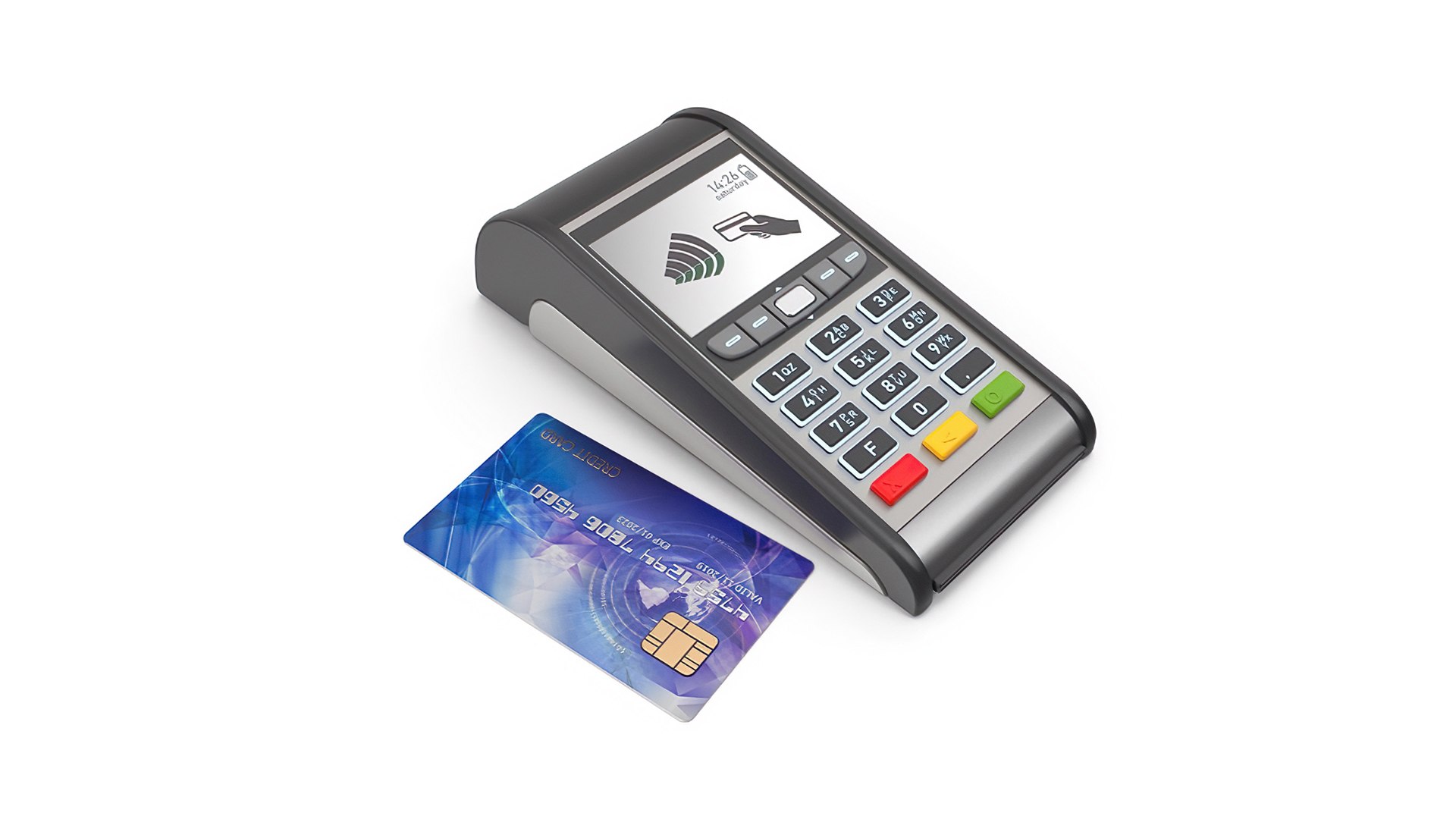 POS Machine And Credit Card 3D Model - TurboSquid 2030089