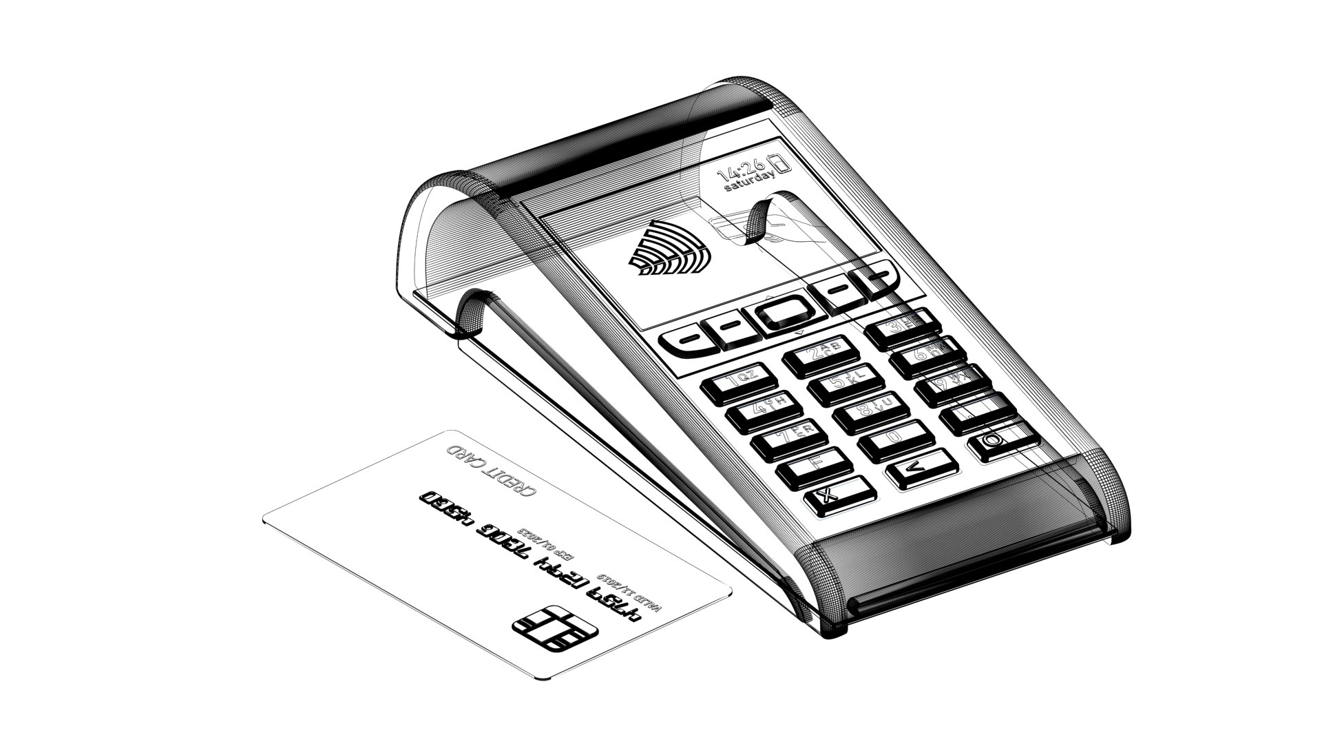 POS Machine And Credit Card 3D Model - TurboSquid 2030089