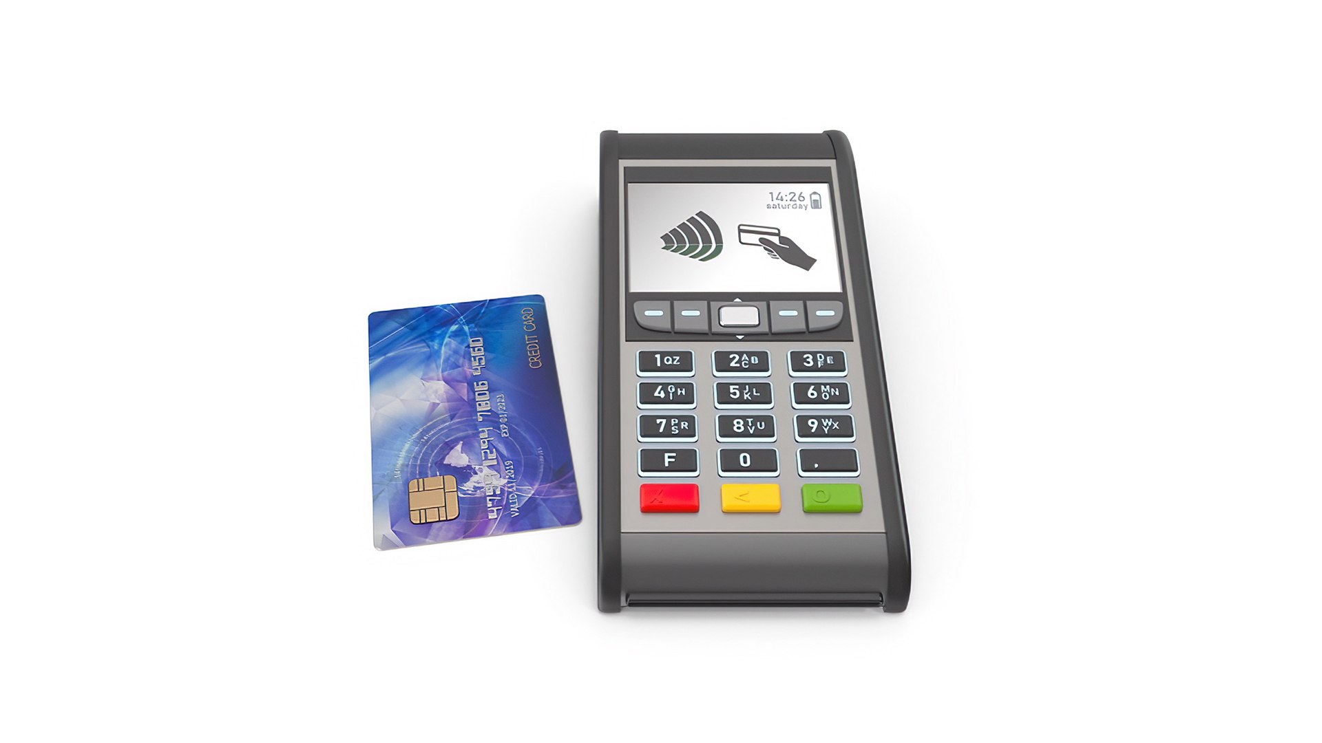 POS Machine And Credit Card 3D Model - TurboSquid 2030089