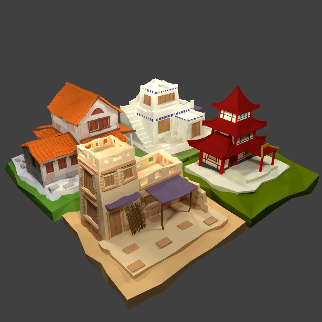 3D Ancient Cartoon Houses - TurboSquid 1370776