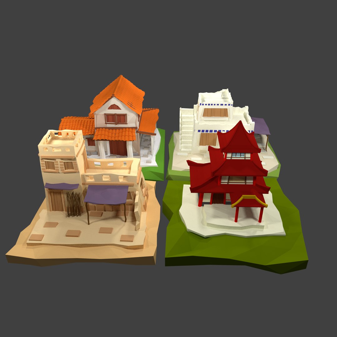 3D Ancient Cartoon Houses - TurboSquid 1370776