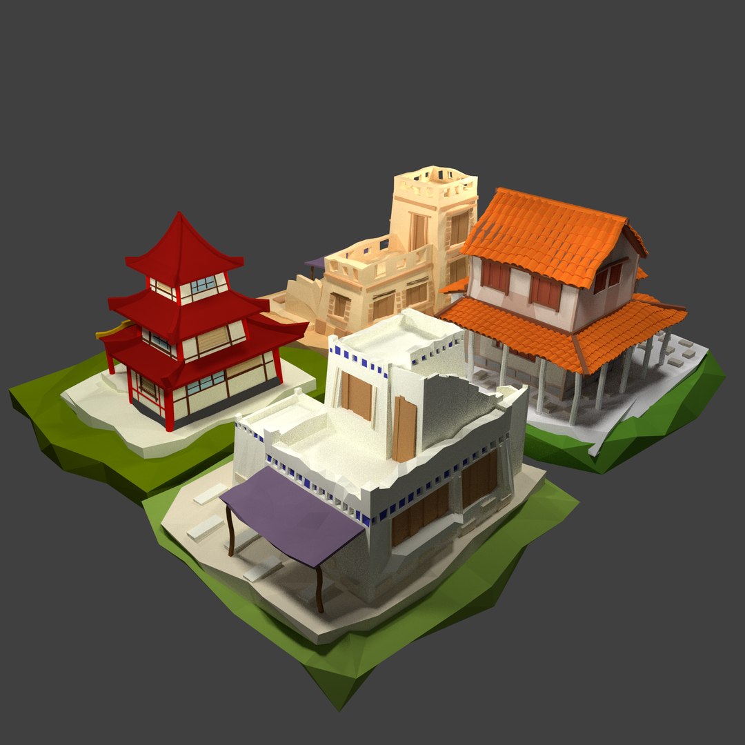 3D Ancient Cartoon Houses - TurboSquid 1370776