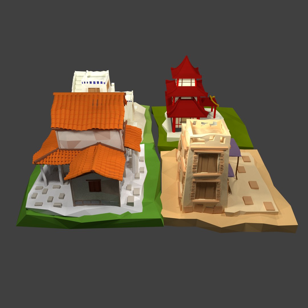 3D Ancient Cartoon Houses - TurboSquid 1370776