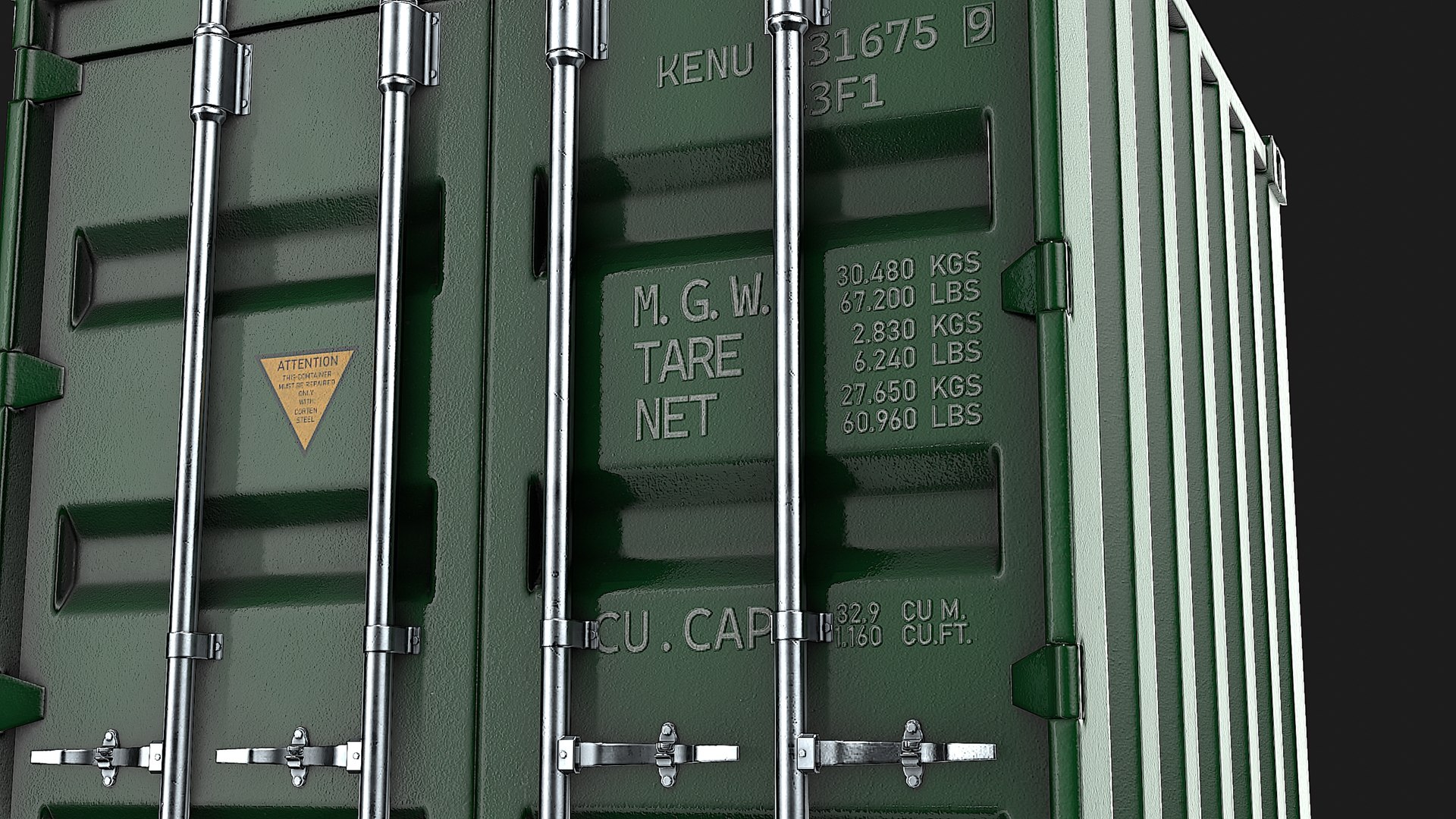 10ft Shipping Container - Green 3D - TurboSquid 2149592