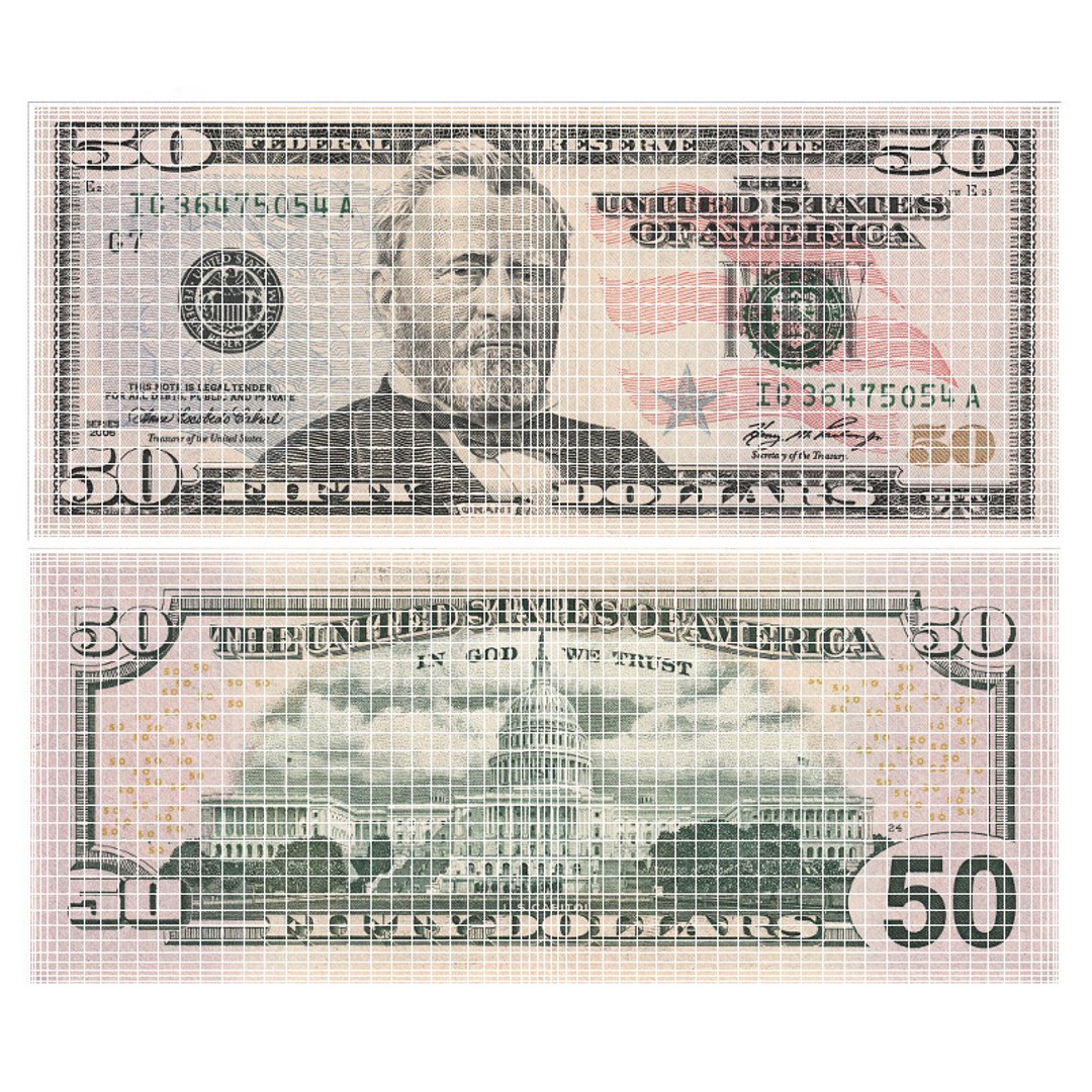 3d 50 Dollar Bill Stack Model