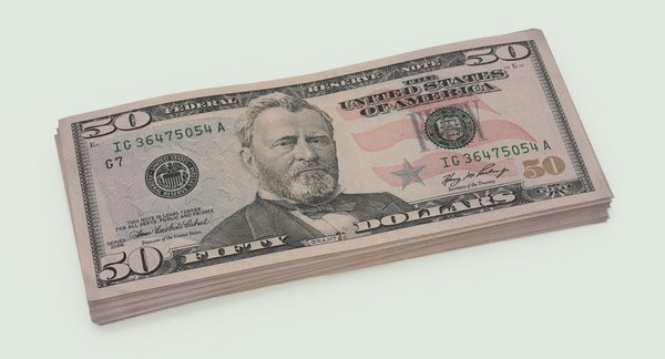 3d 50 dollar bill stack model