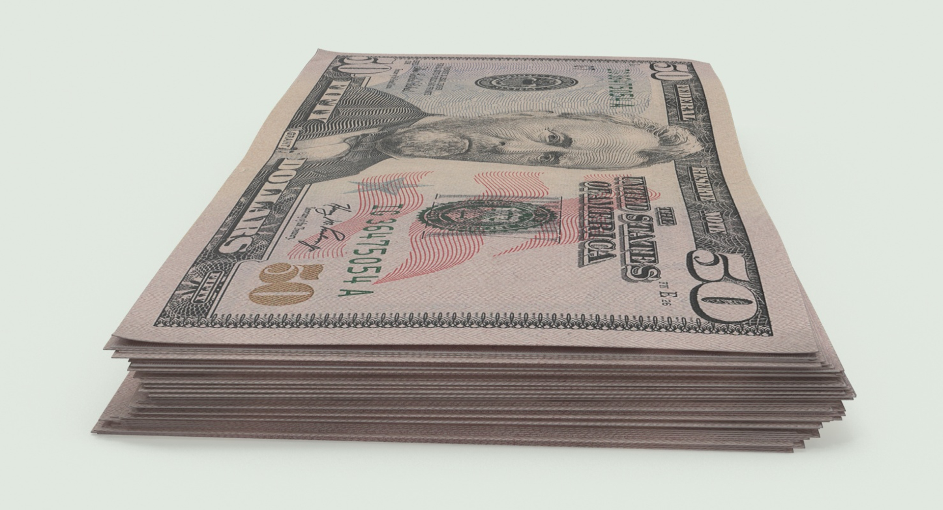 3d 50 dollar bill stack model