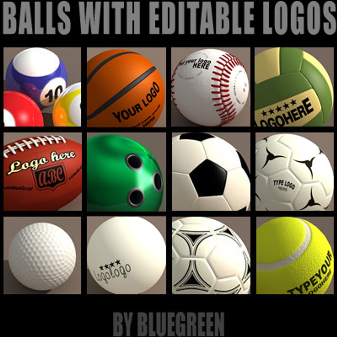 3dsmax sport balls logos