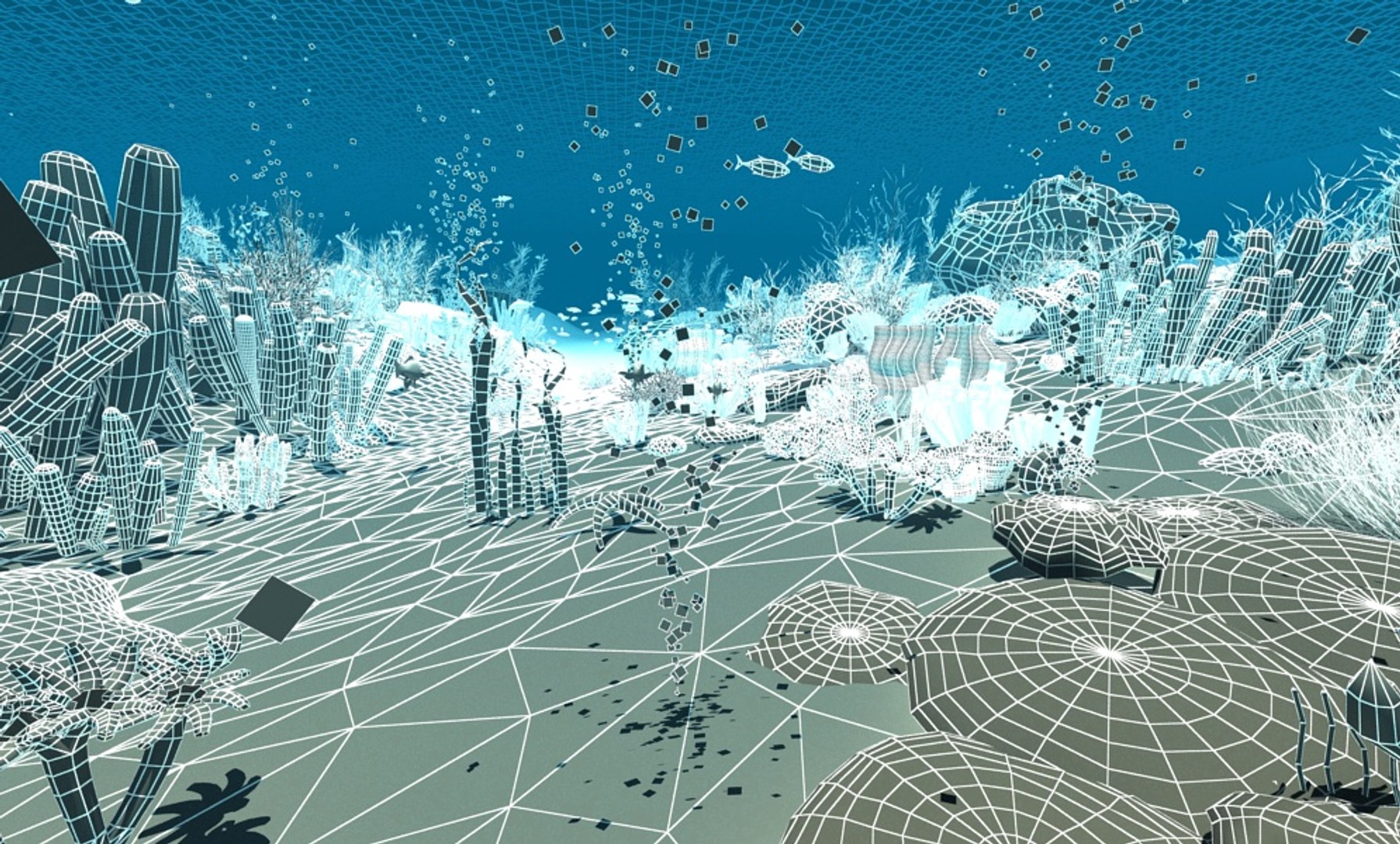 underwater world animation 3d model