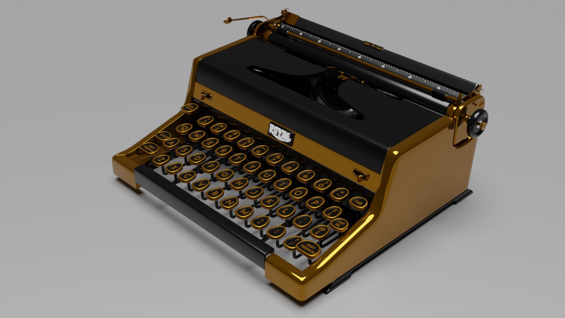3D Golden ROYAL Typewriter Model - TurboSquid 1798986
