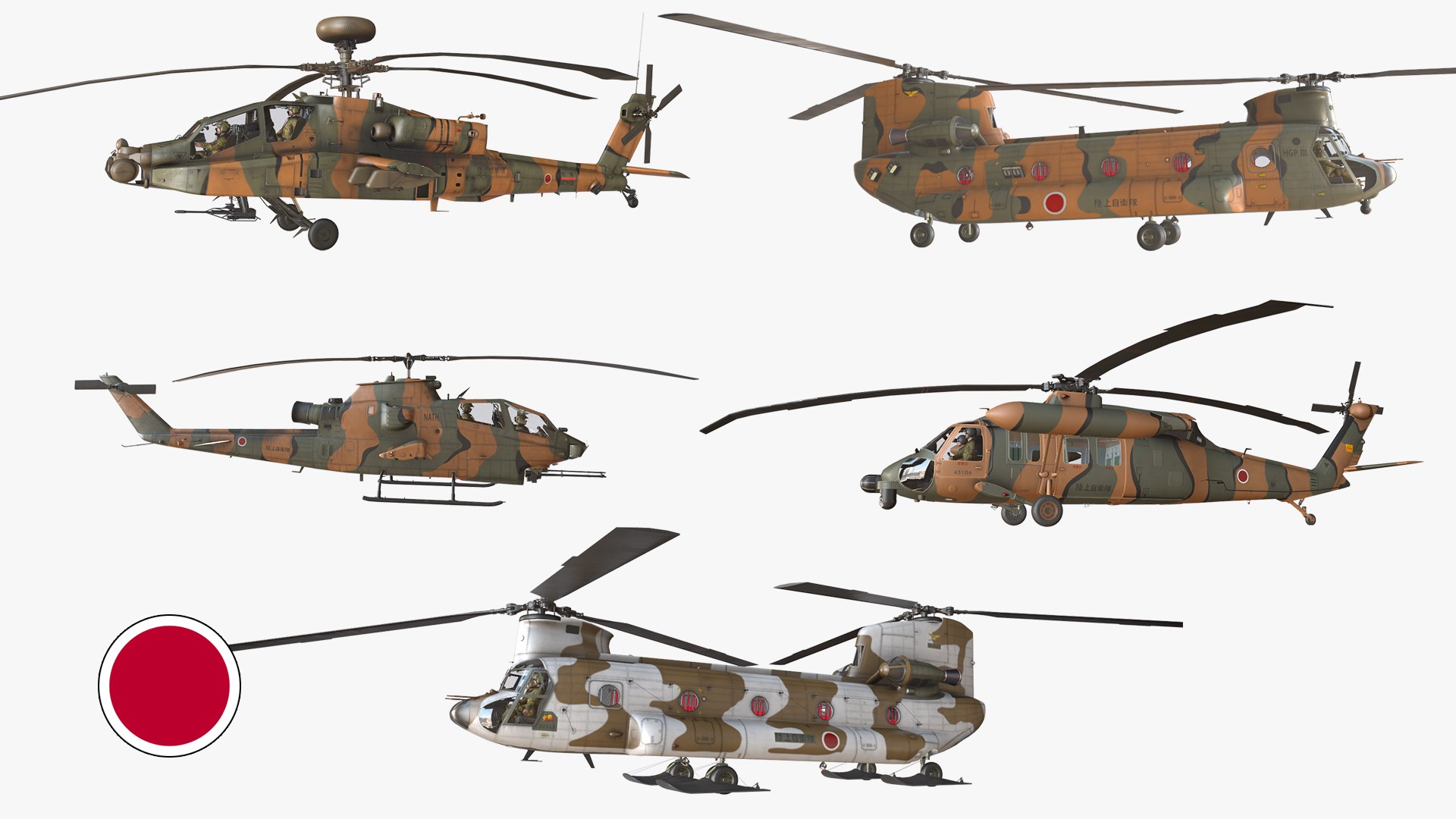 Japan Ground Self Defense Force Helicopters Collection(1) 3D Model ...