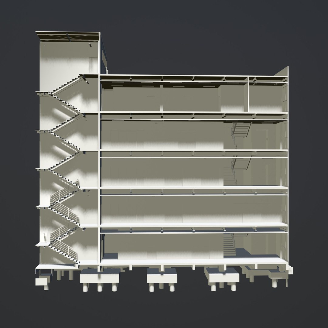 Building in section cut 3D model - TurboSquid 2070189