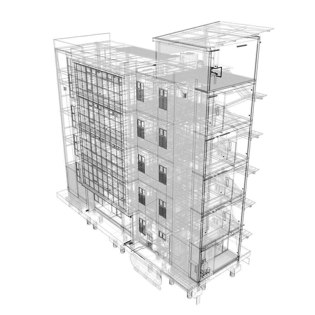 Building in section cut 3D model - TurboSquid 2070189