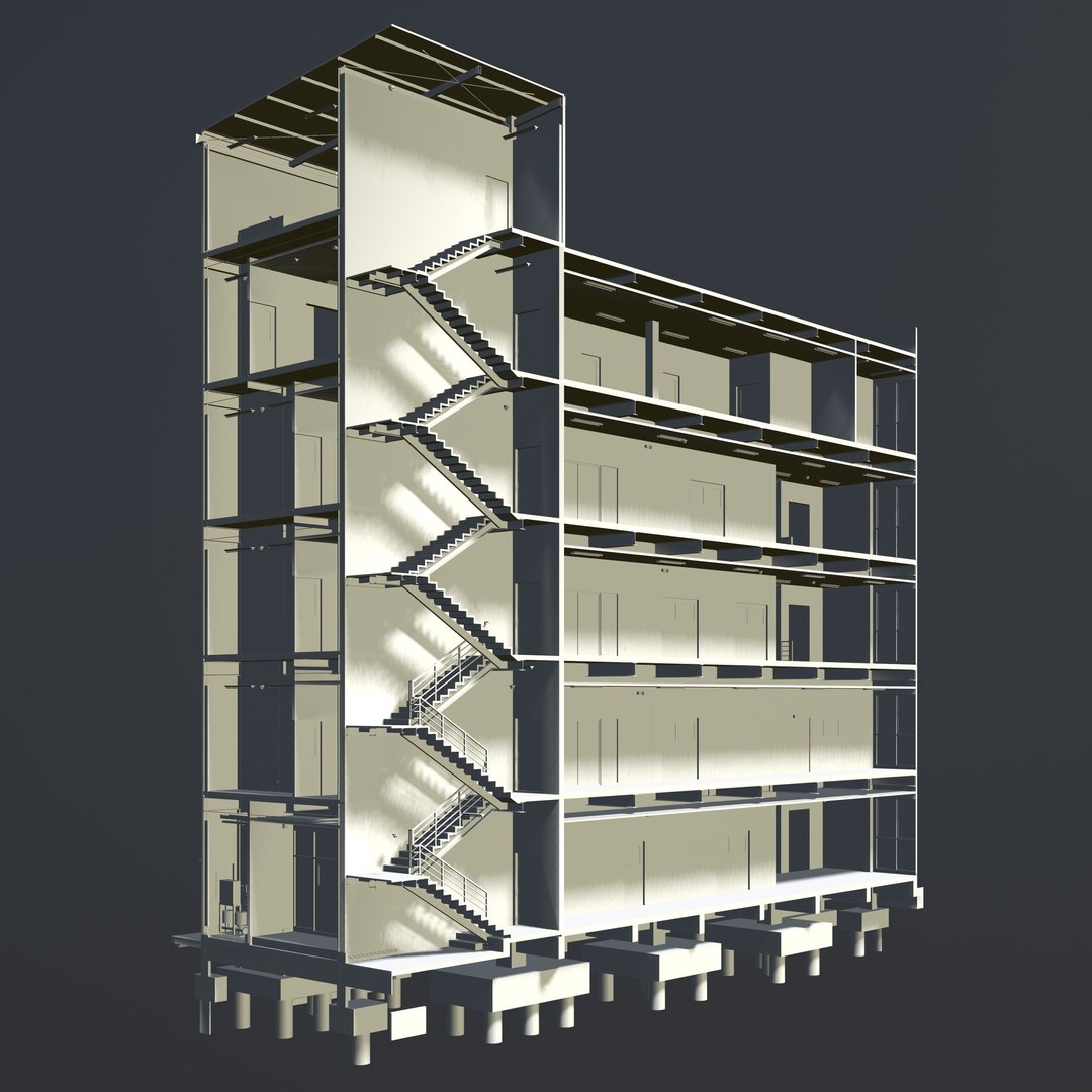 Building in section cut 3D model - TurboSquid 2070189