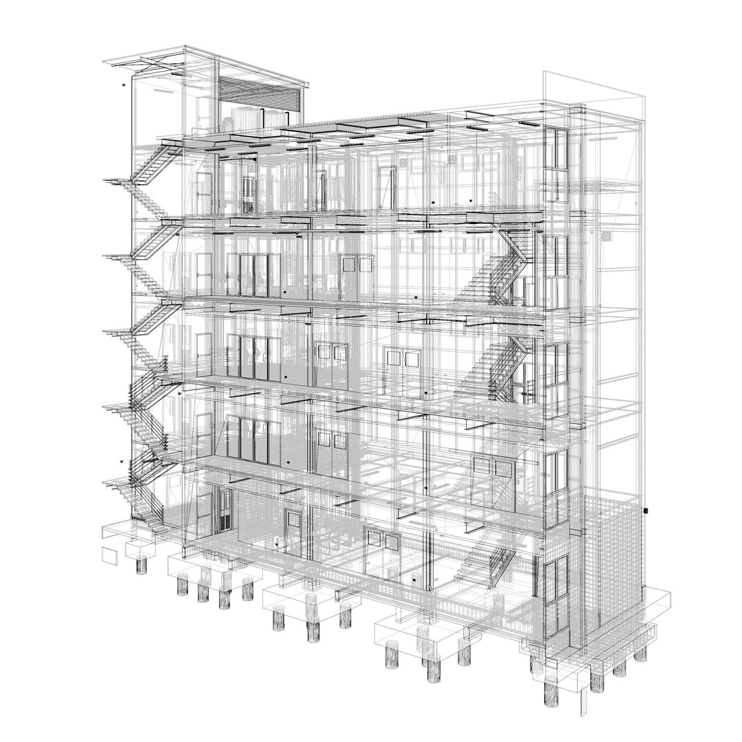Building in section cut 3D model - TurboSquid 2070189
