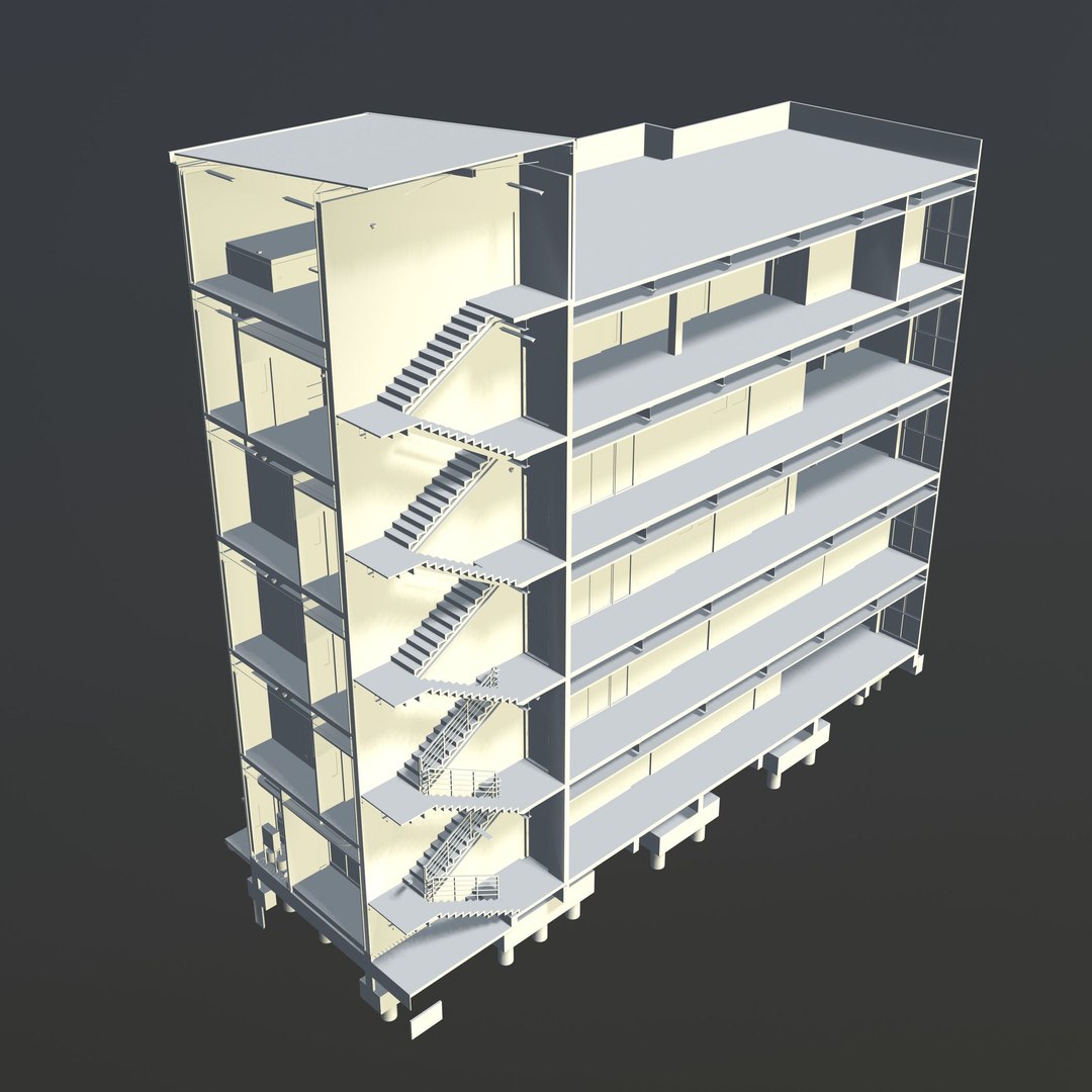 Building in section cut 3D model - TurboSquid 2070189