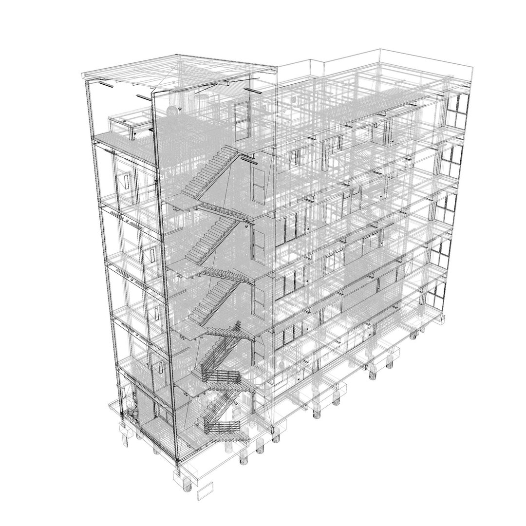 Building in section cut 3D model - TurboSquid 2070189