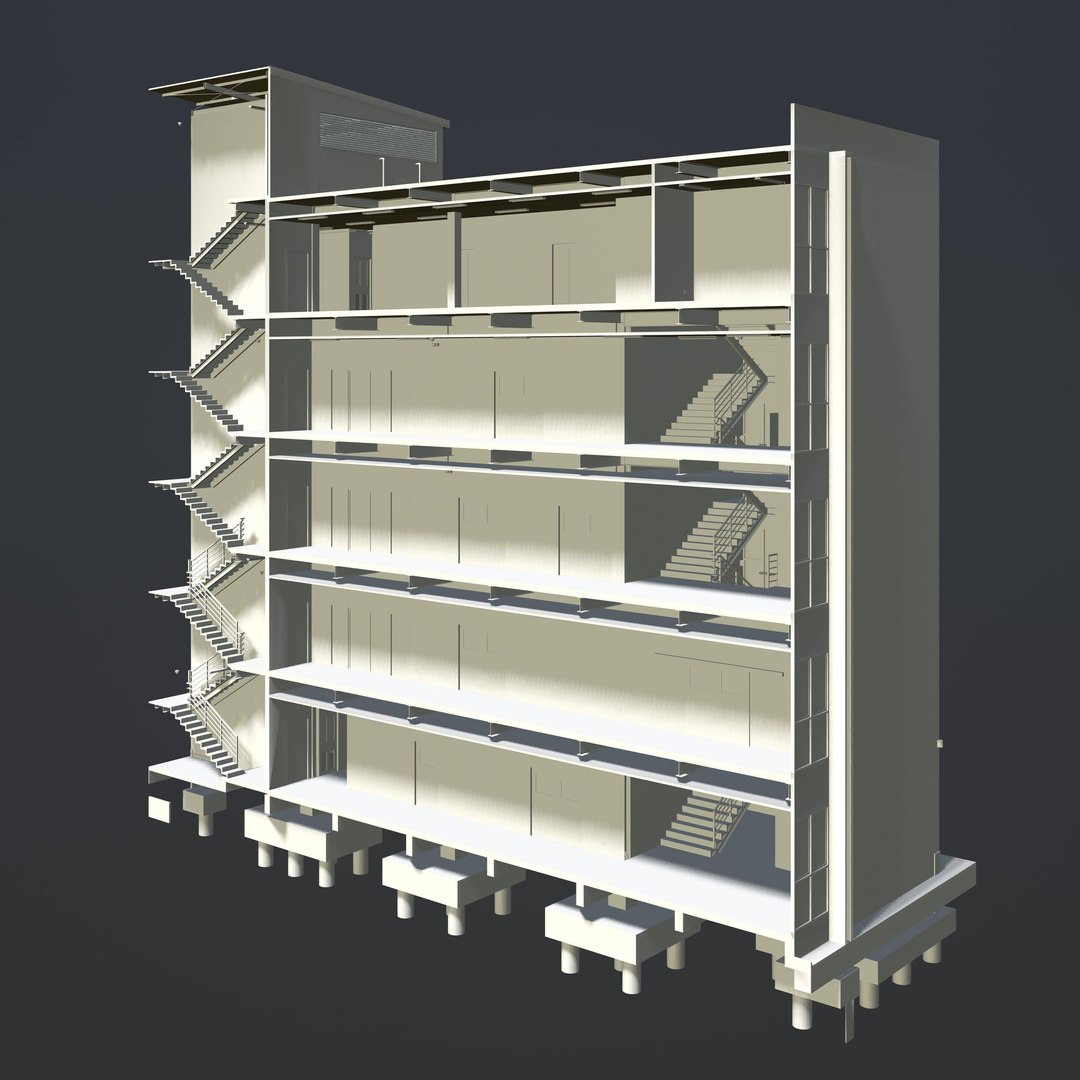 Building in section cut 3D model - TurboSquid 2070189