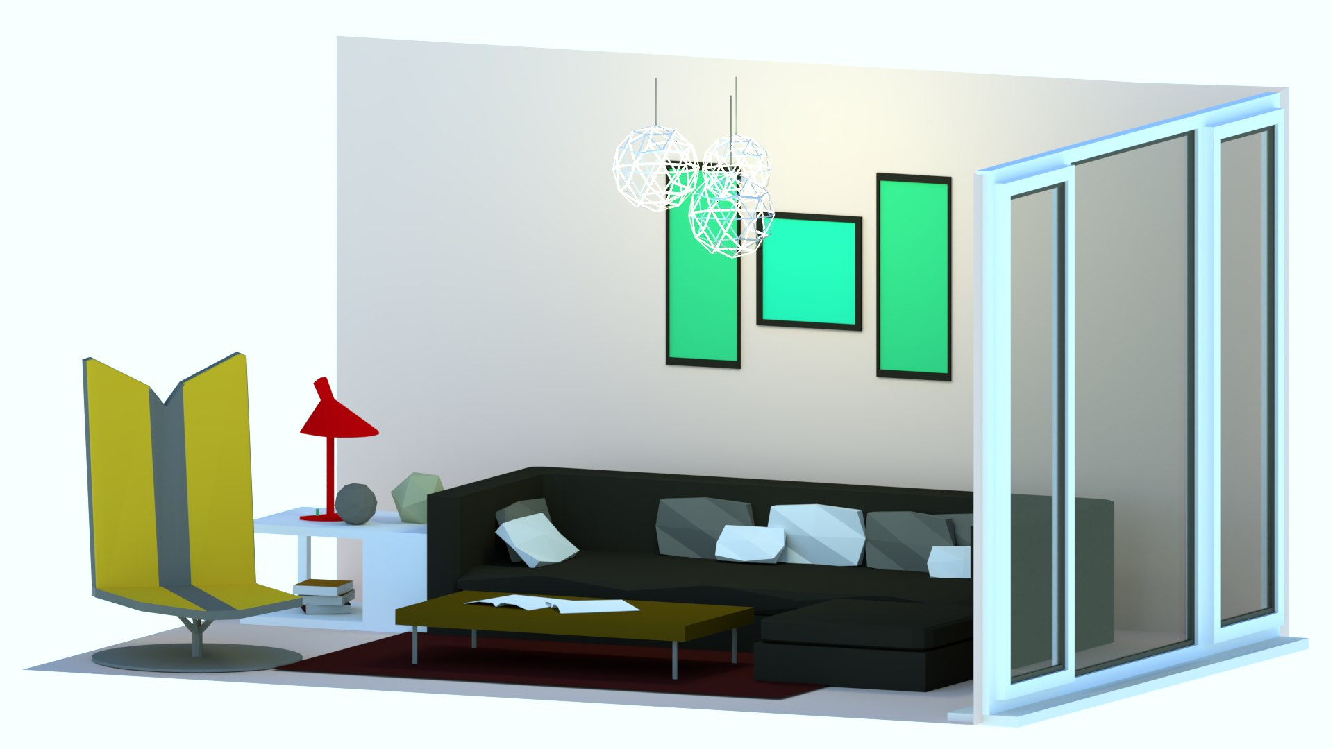 3D Living Room Low-poly Interior Model - TurboSquid 1357637