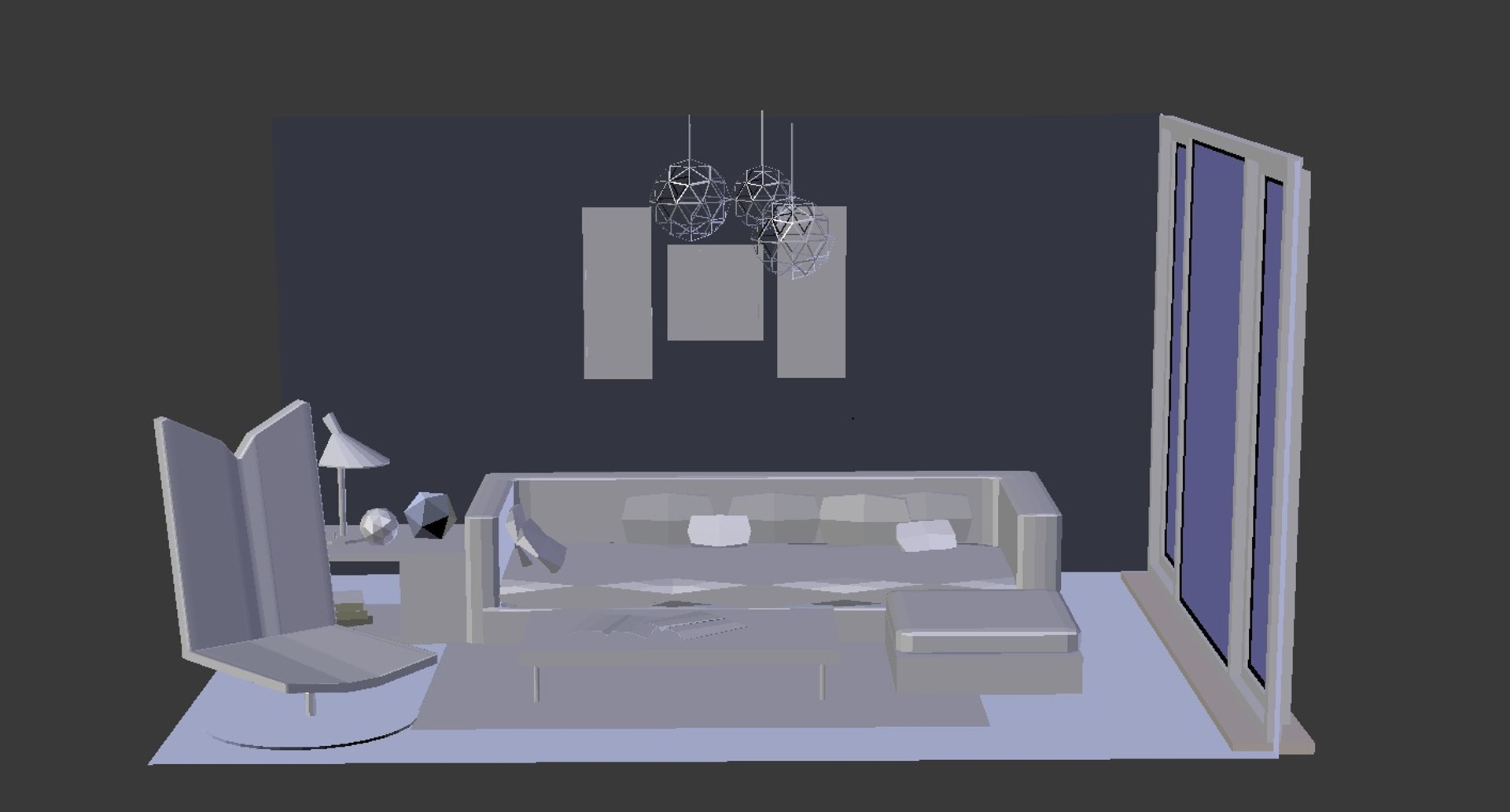 3D Living Room Low-poly Interior Model - TurboSquid 1357637