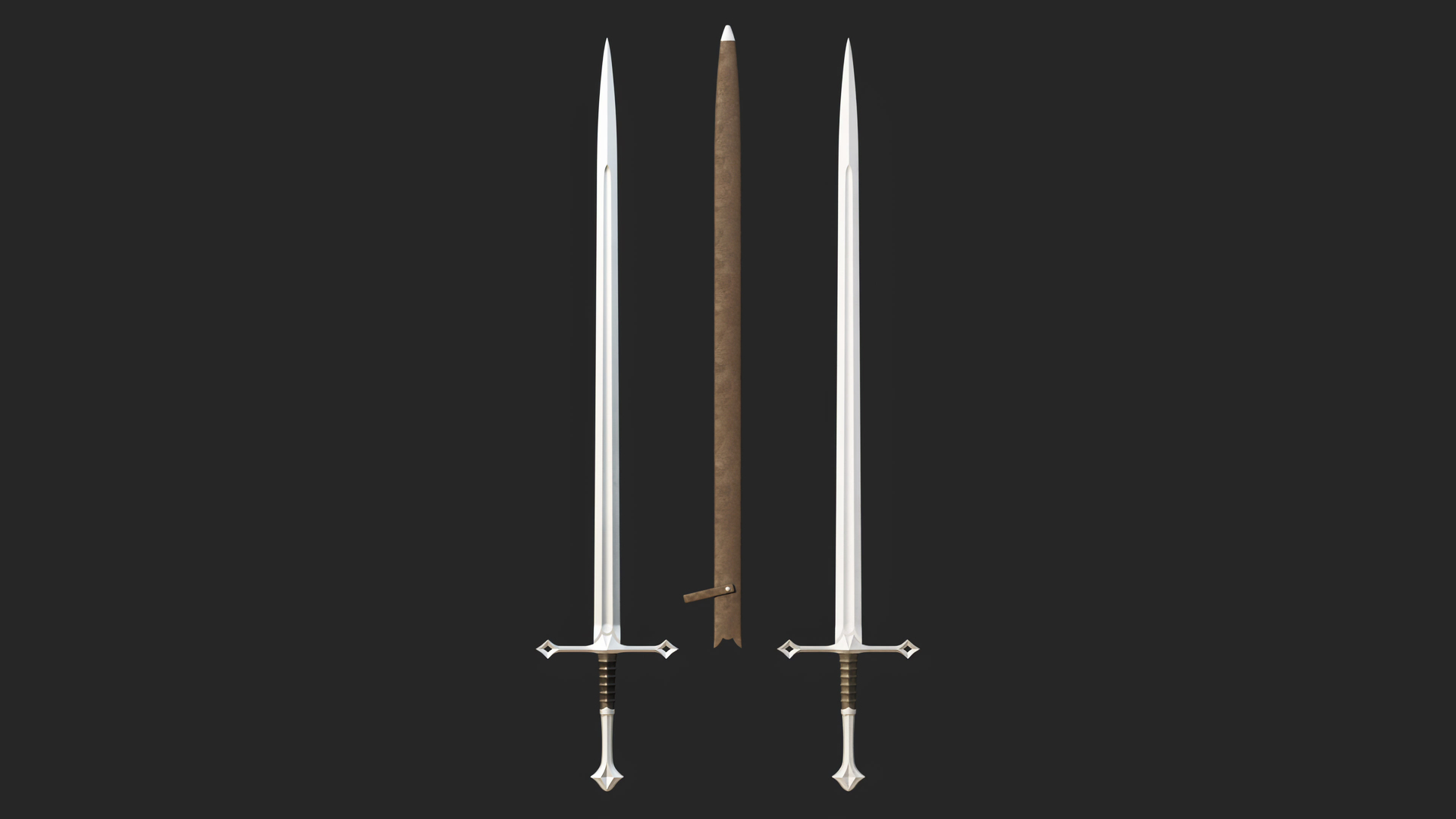 3D Model Two-handed Sword Plus Old Texture And Sheath - TurboSquid 2043045