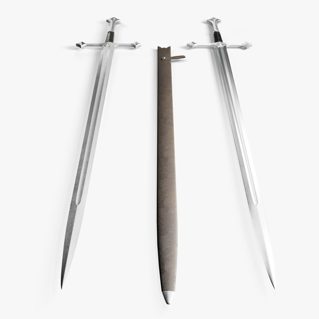 3D Model Two-handed Sword Plus Old Texture And Sheath - TurboSquid 2043045