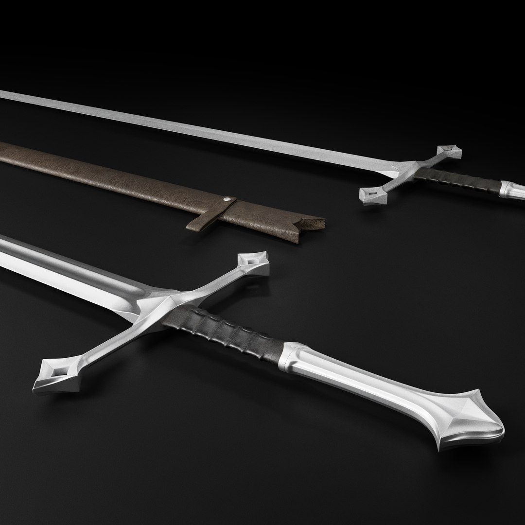 3D Model Two-handed Sword Plus Old Texture And Sheath - TurboSquid 2043045