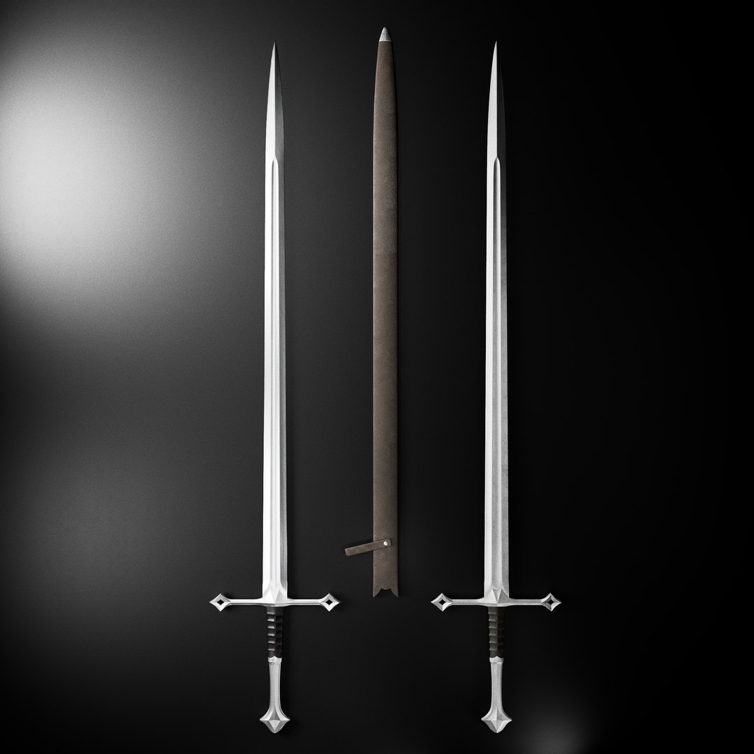 3D Model Two-handed Sword Plus Old Texture And Sheath - TurboSquid 2043045