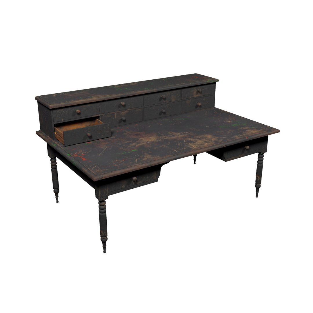 Rustic Atelier Table 3D Model - TurboSquid 2042118
