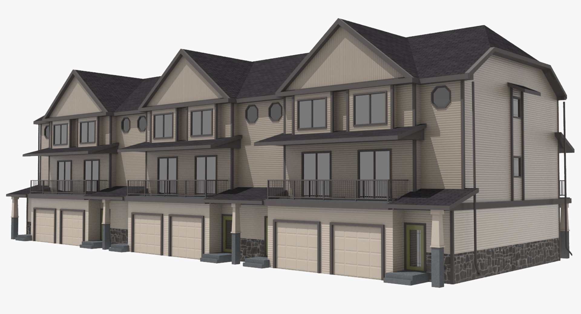 3d Model Townhouse Urban Street