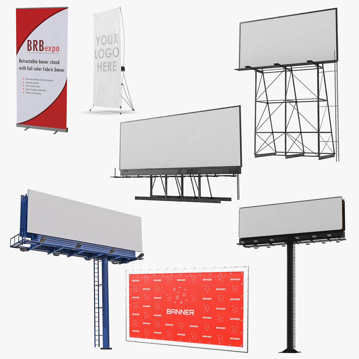 3D Billboards and Banner Stands Collection 2 - TurboSquid 1885939