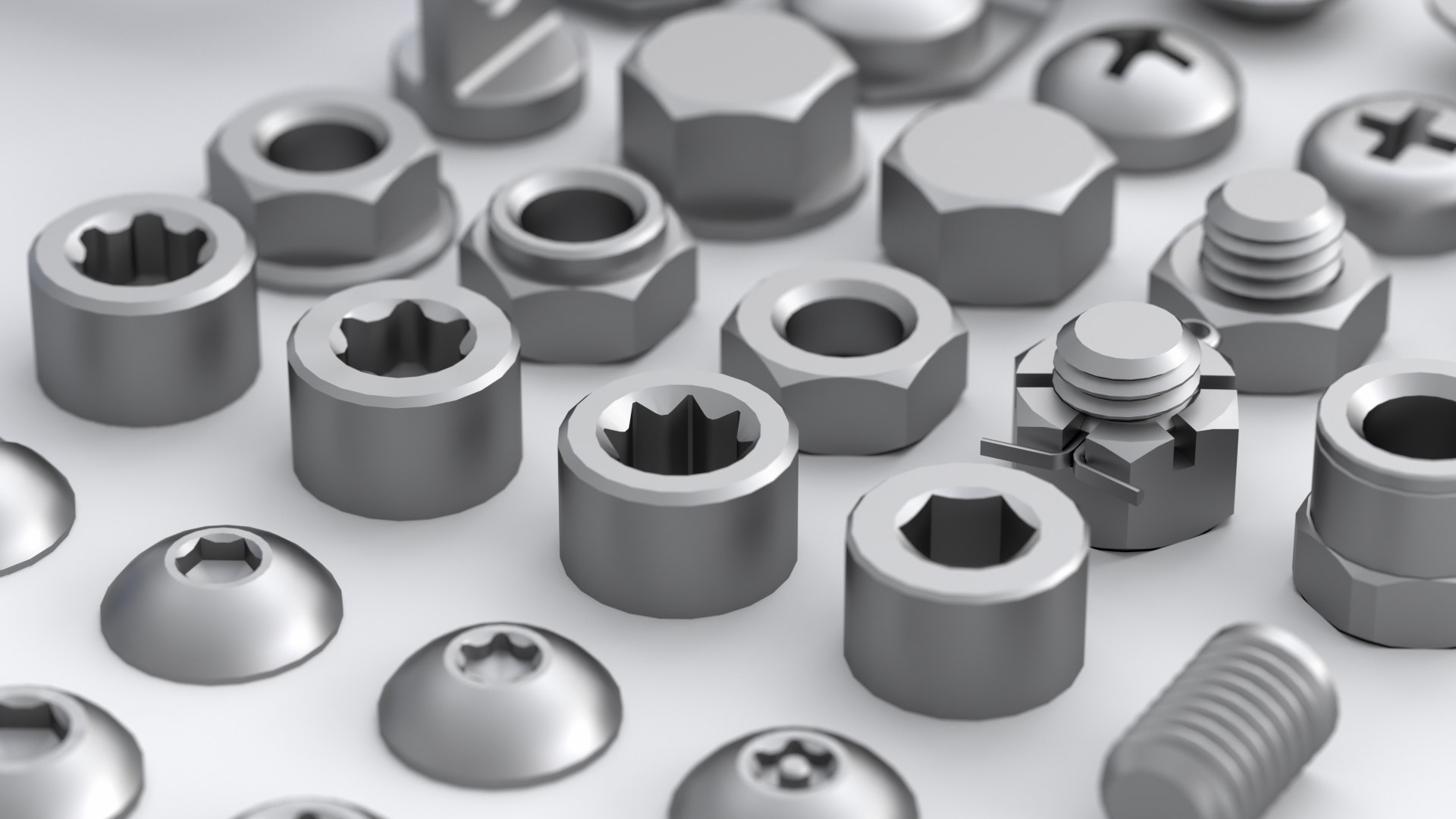 3D Bolt And Nut Heads Collection - TurboSquid 1833380