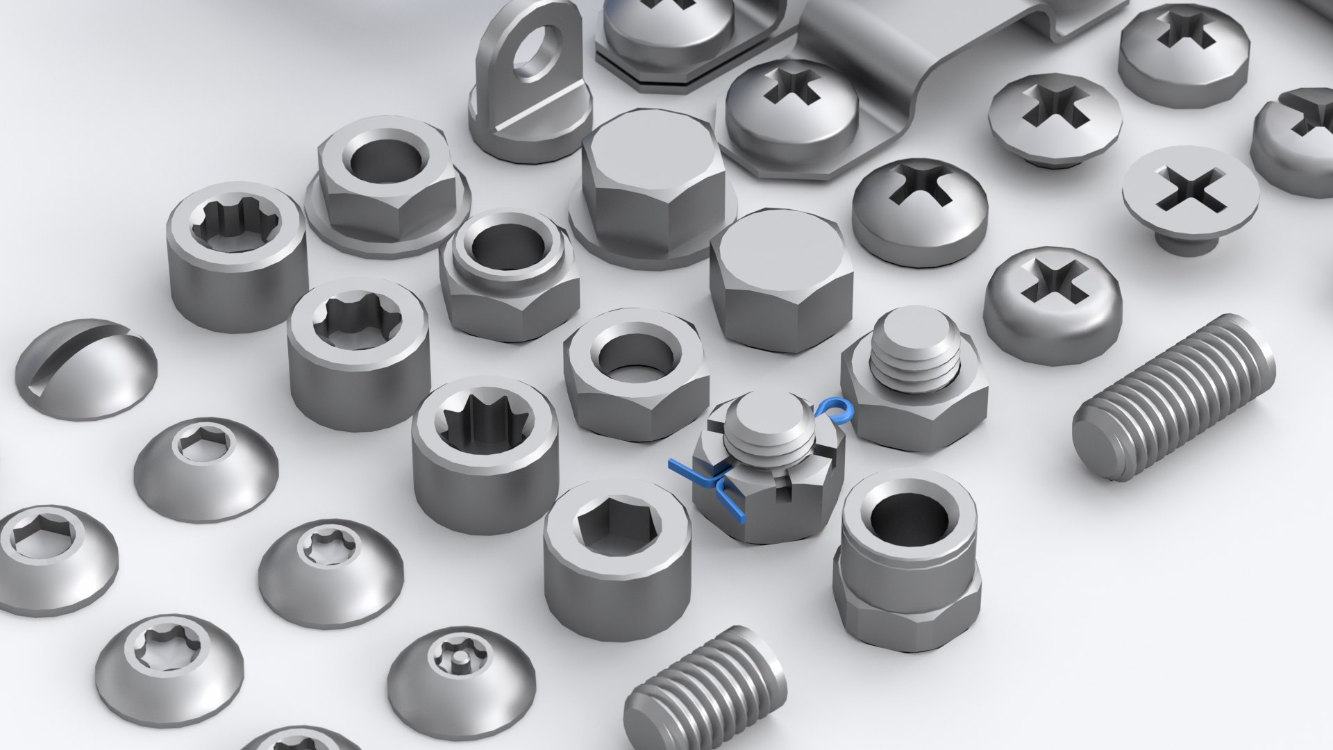 3D Bolt And Nut Heads Collection - TurboSquid 1833380