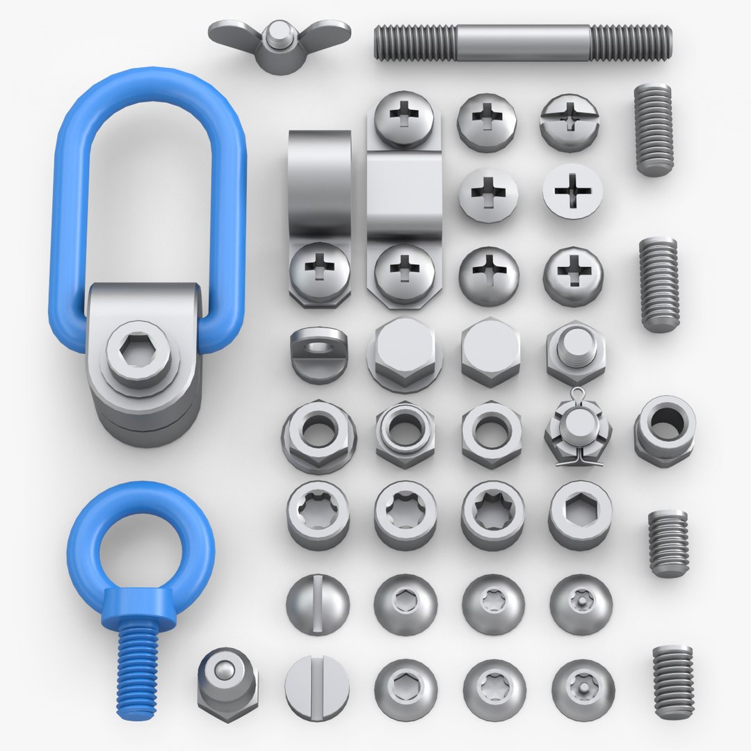 3D Bolt And Nut Heads Collection - TurboSquid 1833380
