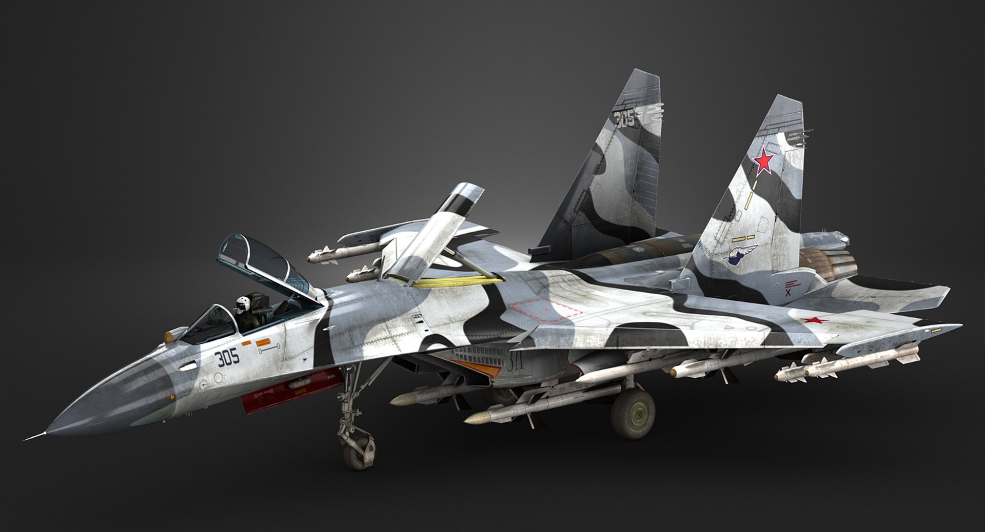 Sukhoi Su-27 3D Model - TurboSquid 1289314