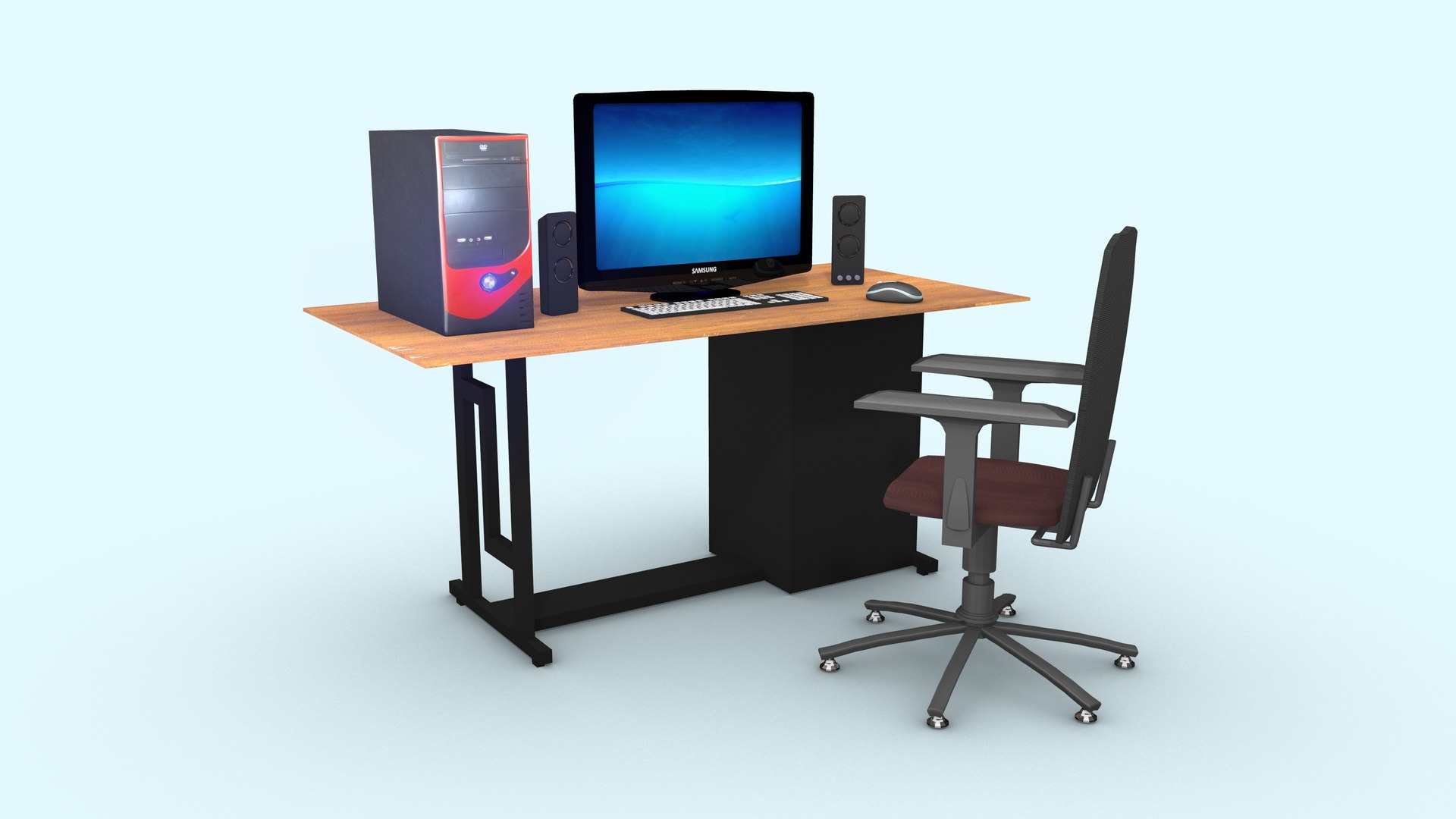 Computer Setup With Desk And Chair 3D - TurboSquid 2185644