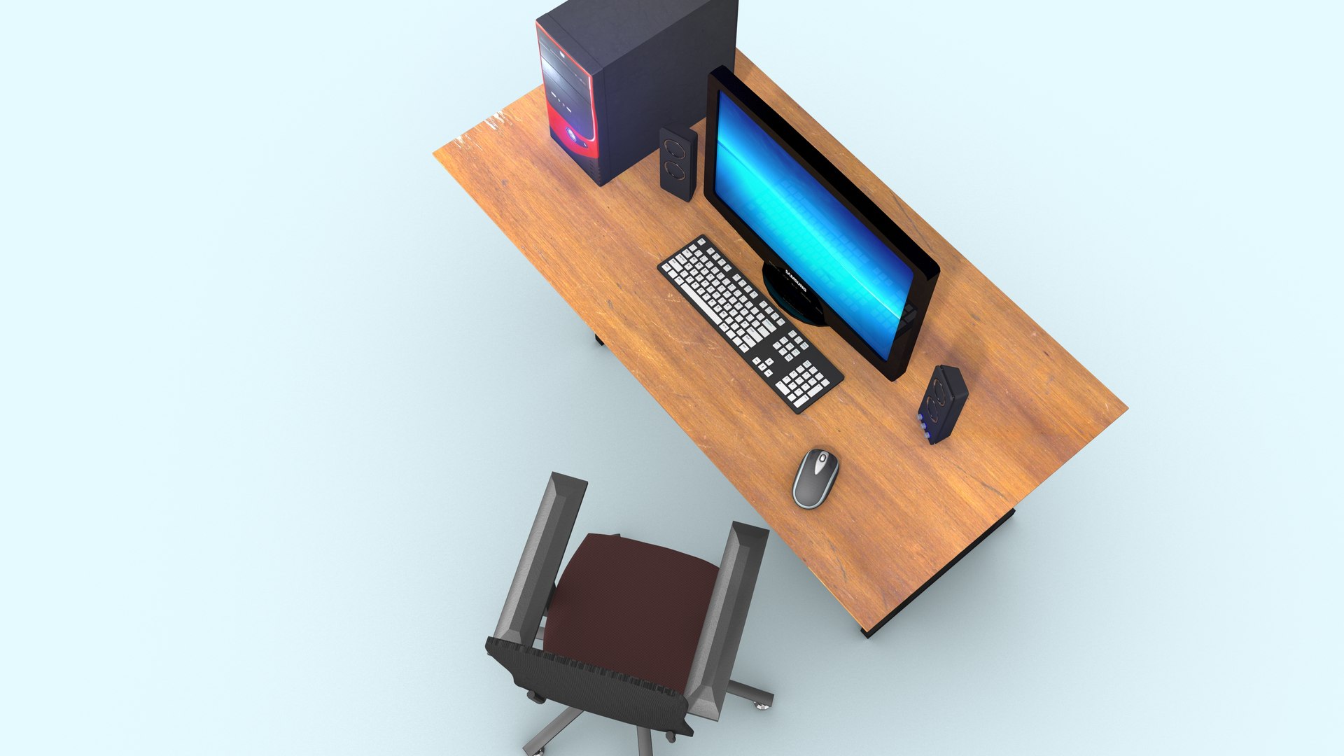 Computer Setup With Desk And Chair 3D - TurboSquid 2185644