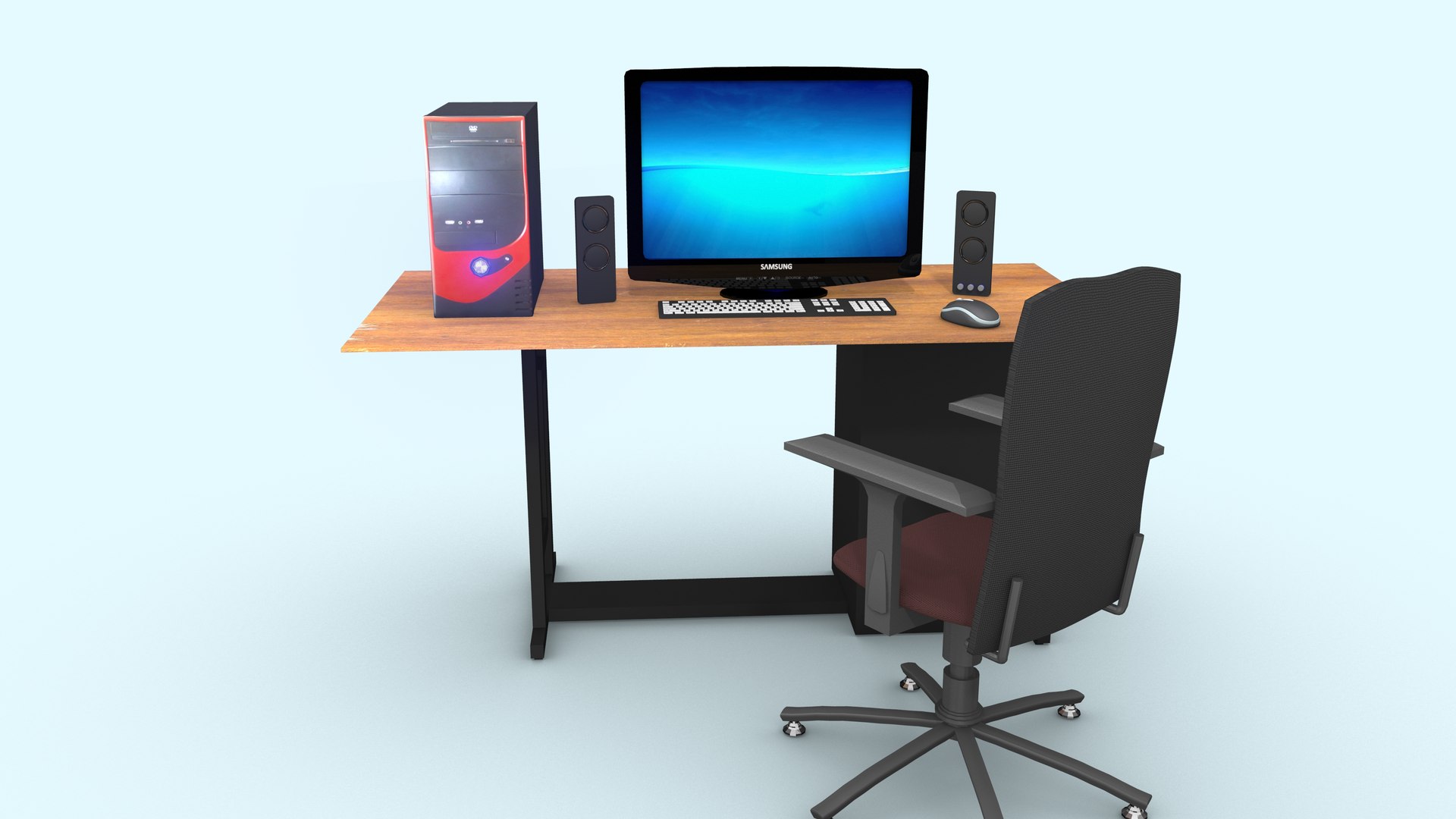 Computer Setup With Desk And Chair 3D - TurboSquid 2185644
