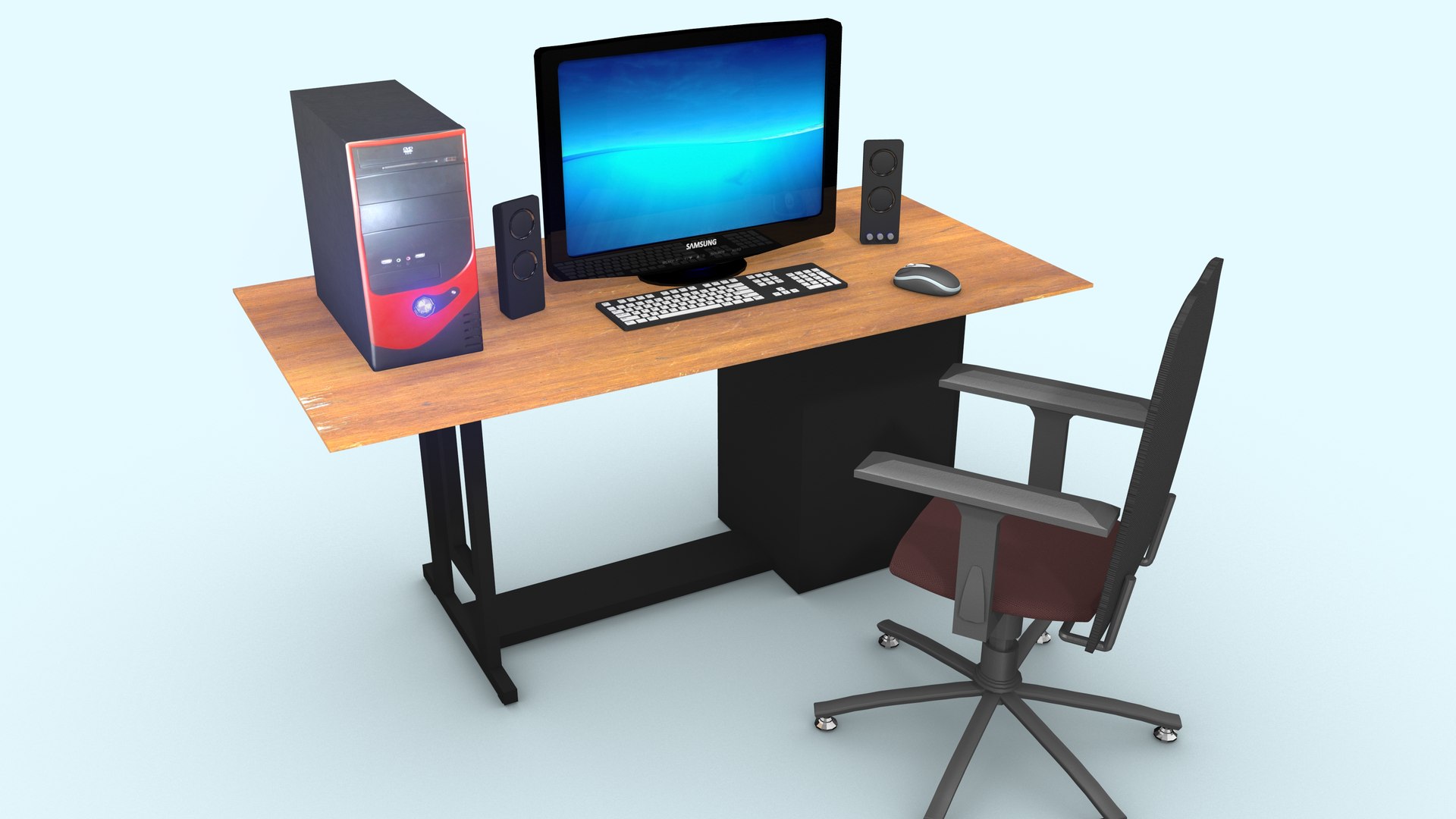 Computer Setup With Desk And Chair 3D - TurboSquid 2185644