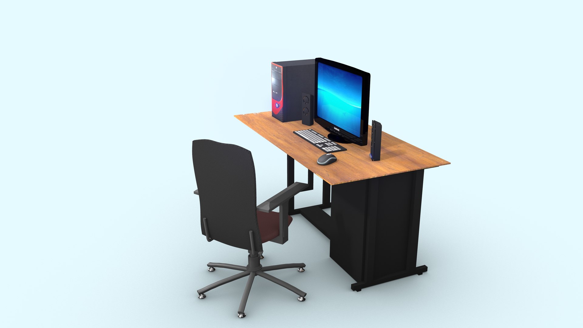 Computer Setup With Desk And Chair 3D - TurboSquid 2185644
